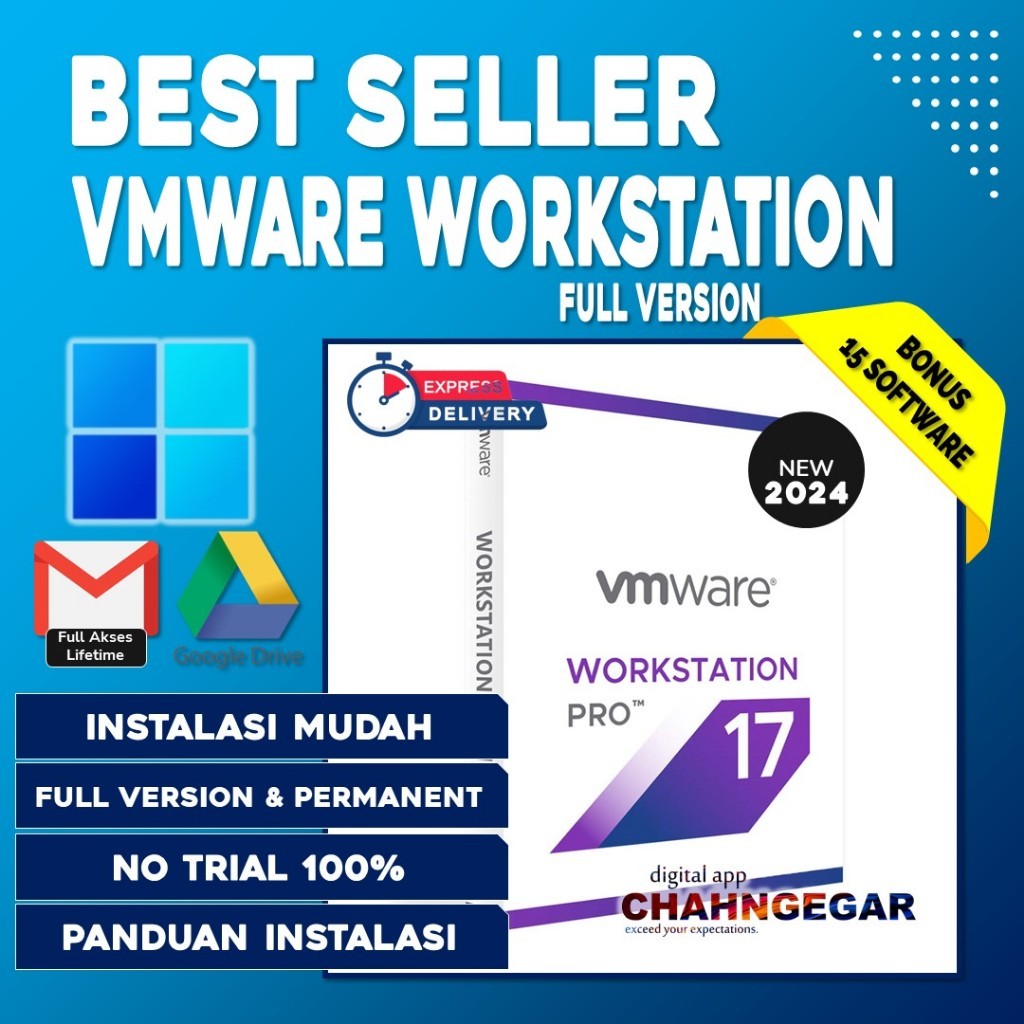 Jual VMWare Workstation 17.6 Pro ORIGINAL Full Version Lifetime Software aplikasi virtual ...