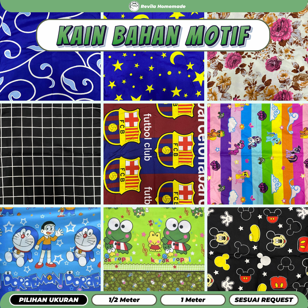 Jual Kain Motif Bunga Karakter Meteran Bahan Disperse - Katun Polymicro ...