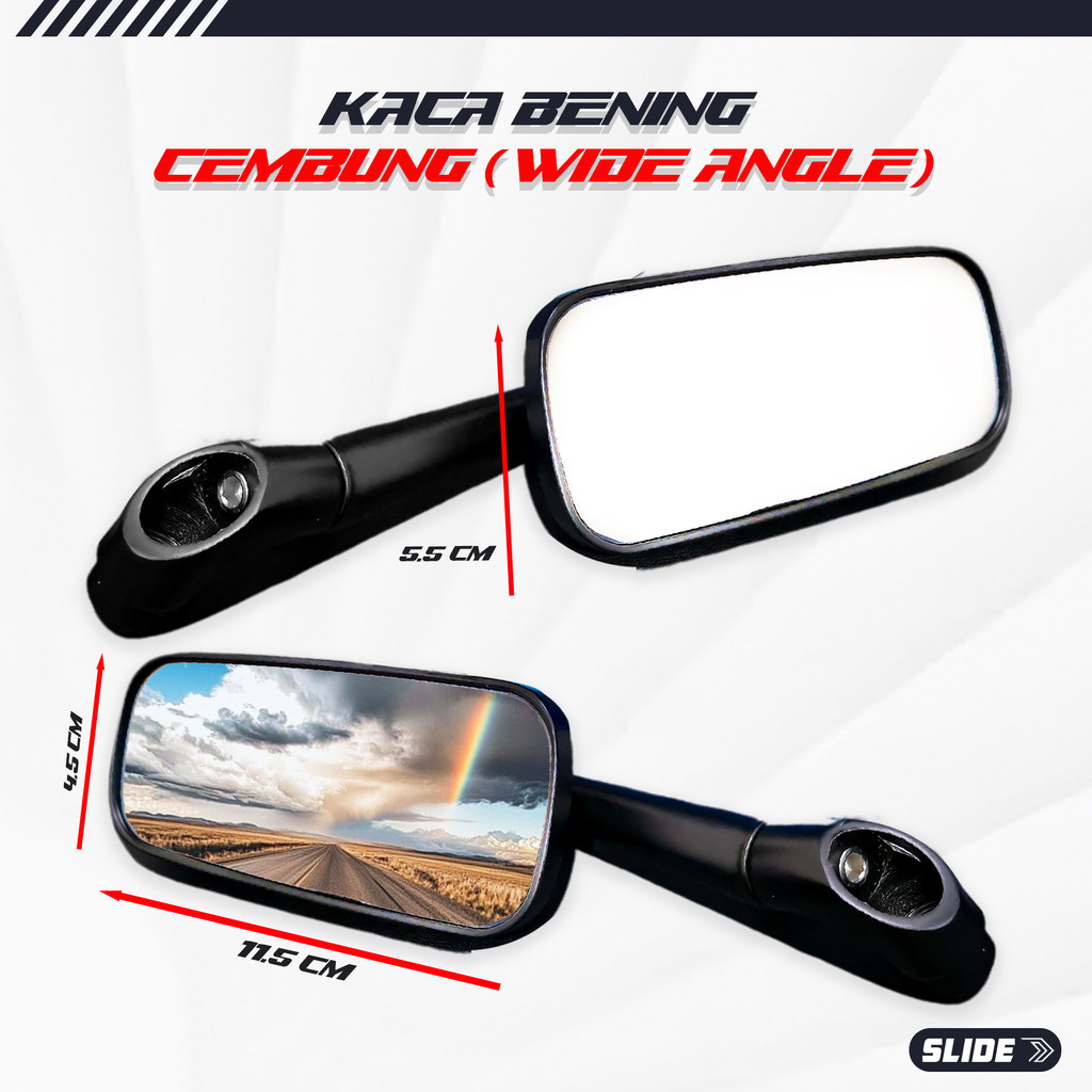 Jual Spion TANAX T7 Model Sporty Kotak Kaca Bening Cembung Wide Angle ...