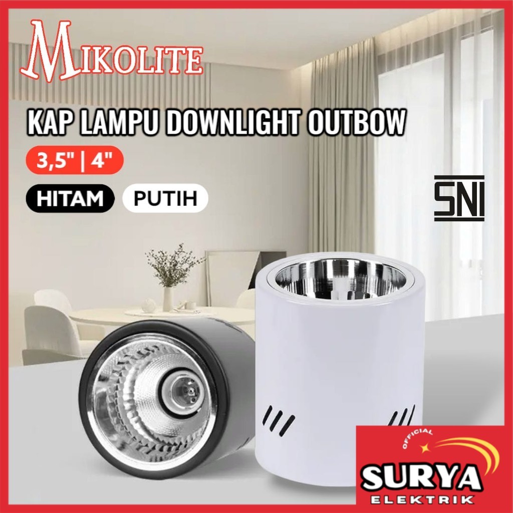 Jual Kap / Rumah Lampu Downlight MIKOLITE OutBow OB 3.5 / 4 Inch Surface Mounted Tempel Plafon ...