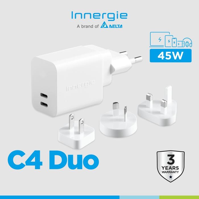 Jual Innergie C4 Duo Charger Type C + World Travel Plug Kit 45W PD 3.0 ...