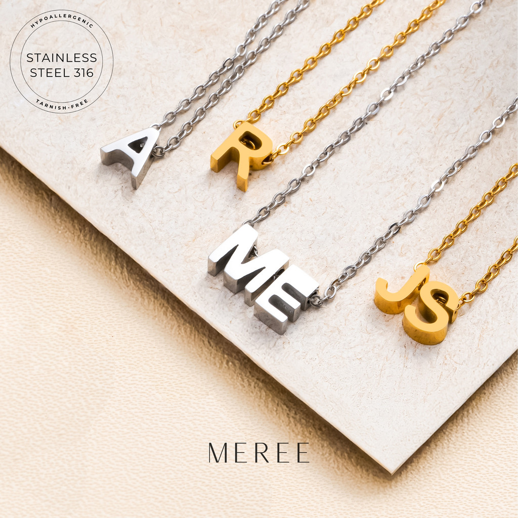 Jual Meree - Initial Necklace Stainless Steel 18k Kalung Huruf Alphabet ...