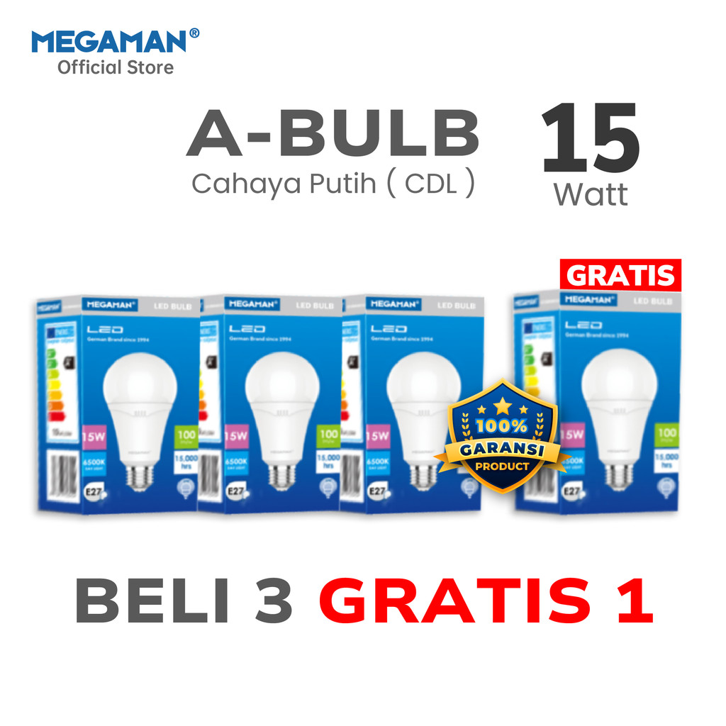 Jual Megaman Lampu Bohlam LED A-Bulb 15W isi 4pcs Multipack Cahaya | Shopee Indonesia