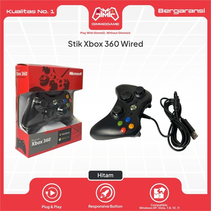 Jual Stik Stick Xbox 360 PC Laptop Wired Original Pabrik Warna Hitam ...