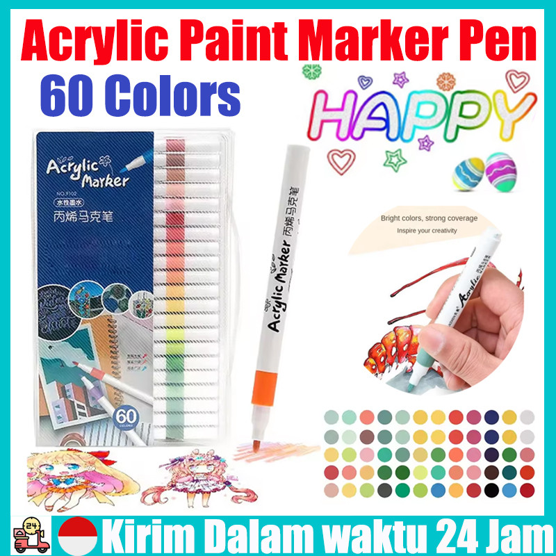 Jual 60/80 Colors Pen Akrilik Marker Warna Cepat Kering Tahan Air ...