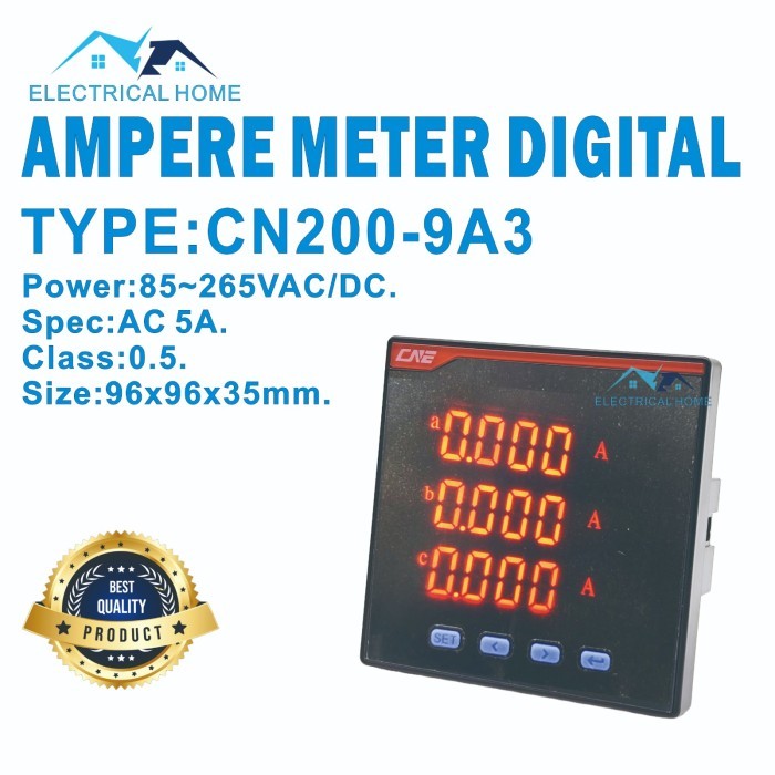 Jual Ampere Meter Digital 96x96mm 3 Phase Current Meter 3 Baris ...