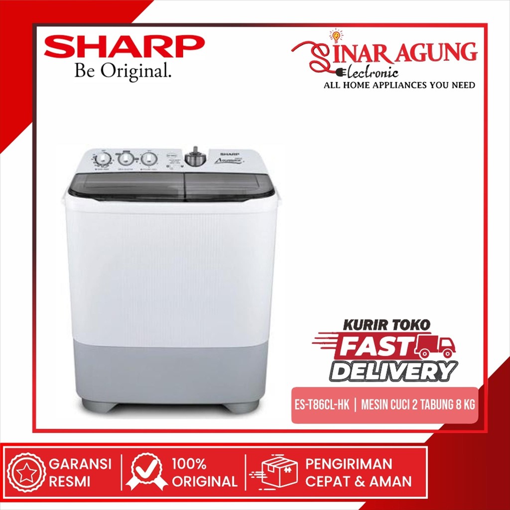 Jual SHARP ES-T86CL-HK / EST86CL MESIN CUCI 2 TABUNG 8KG SUPER ...