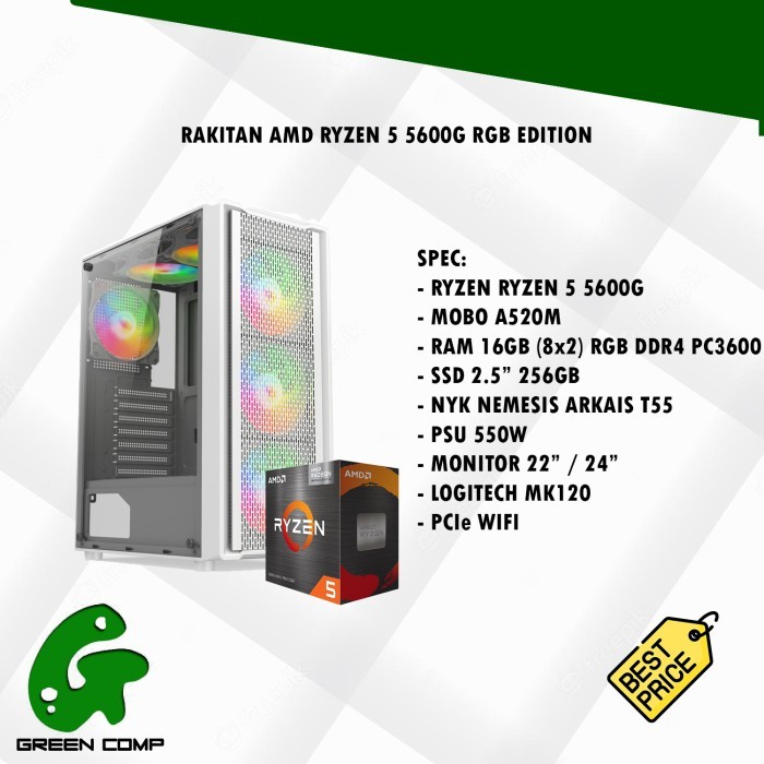 Jual PAKET Rakitan PC AMD RYZEN 5 5600GT RGB EDITION | Shopee Indonesia