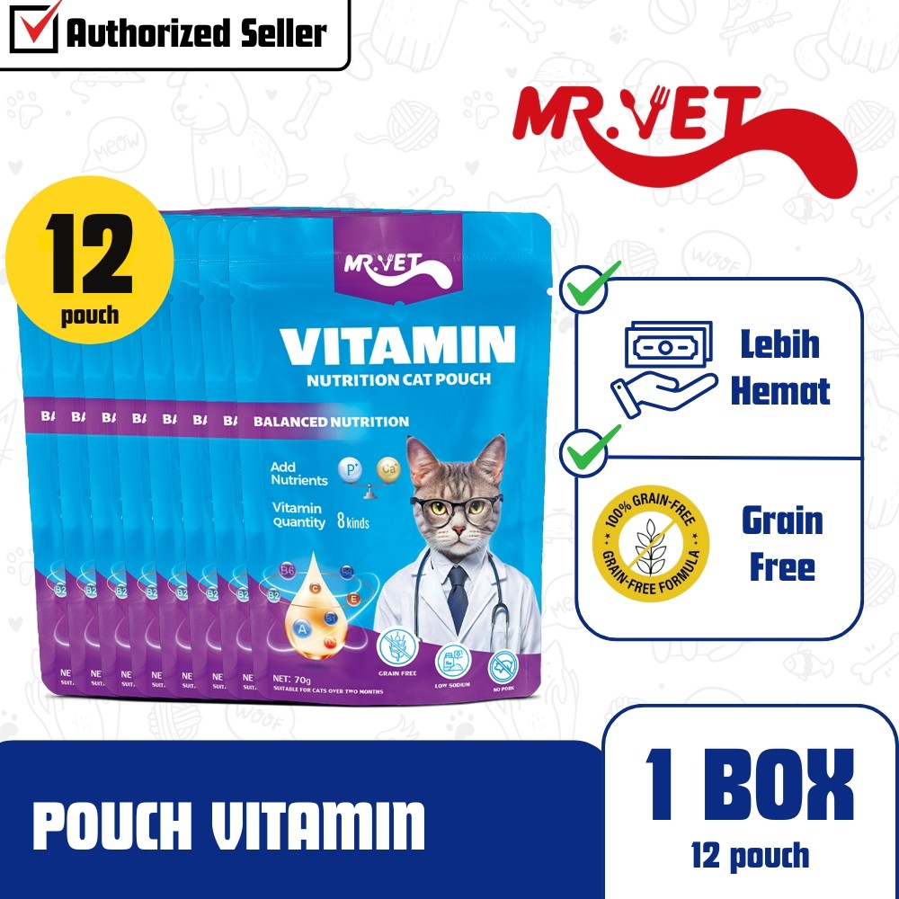 Jual BOX Mr Vet Pouch Vitamin Nutrition Cat Makanan Basah Kucing 70g ...