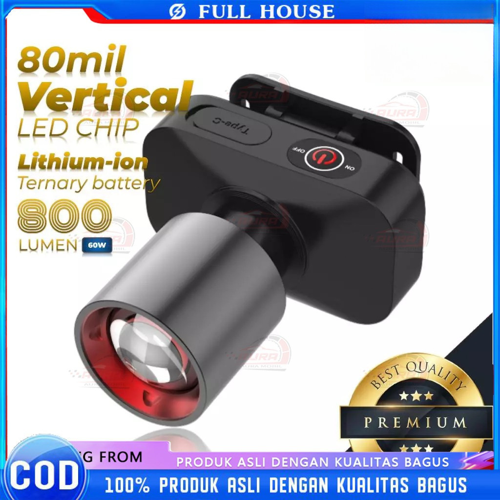 Jual Senter Kepala Cahaya Maksimal Plus RechargePro USB-C, 80W 1300lumen 1500lumen Penyebaran ...