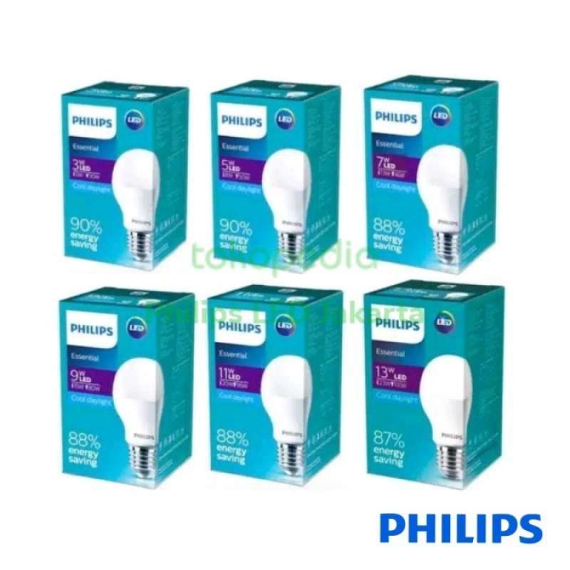 Jual PHILIPS ESSENTIAL LED Bulb 3W 5W 7W 9W 11W 13W Watt E27 6500K ...