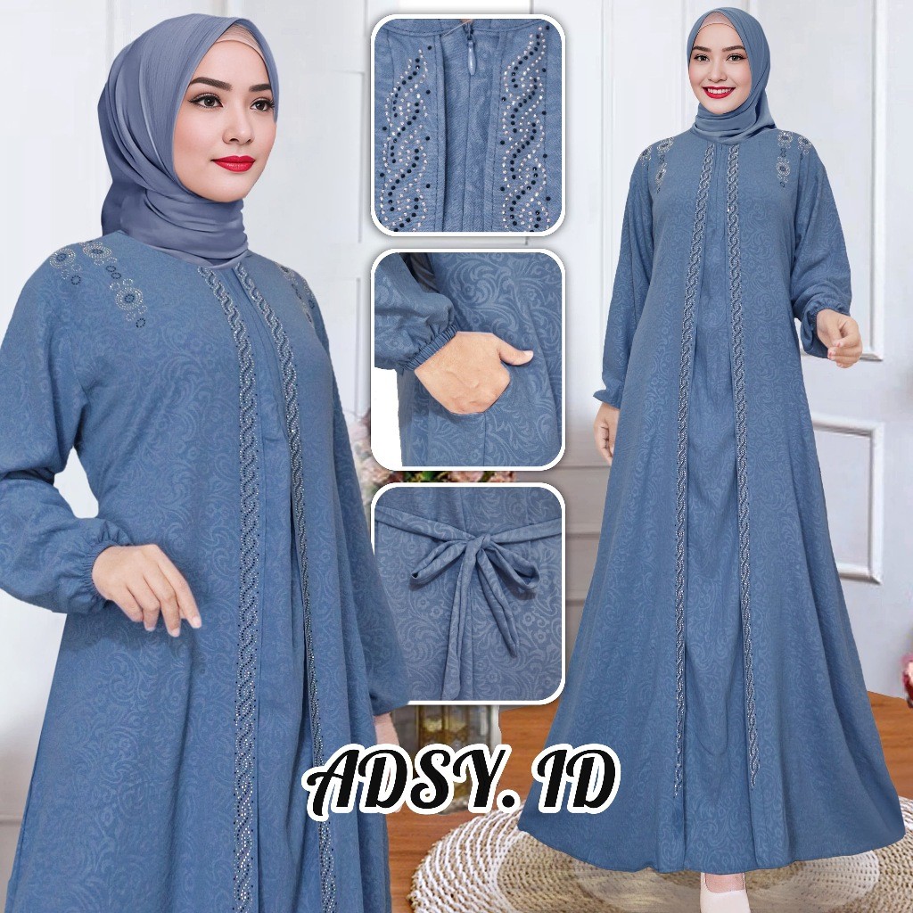 Jual CF56MZ Gamis Emboss Premium Mix Swarovski Simple Model | Shopee ...