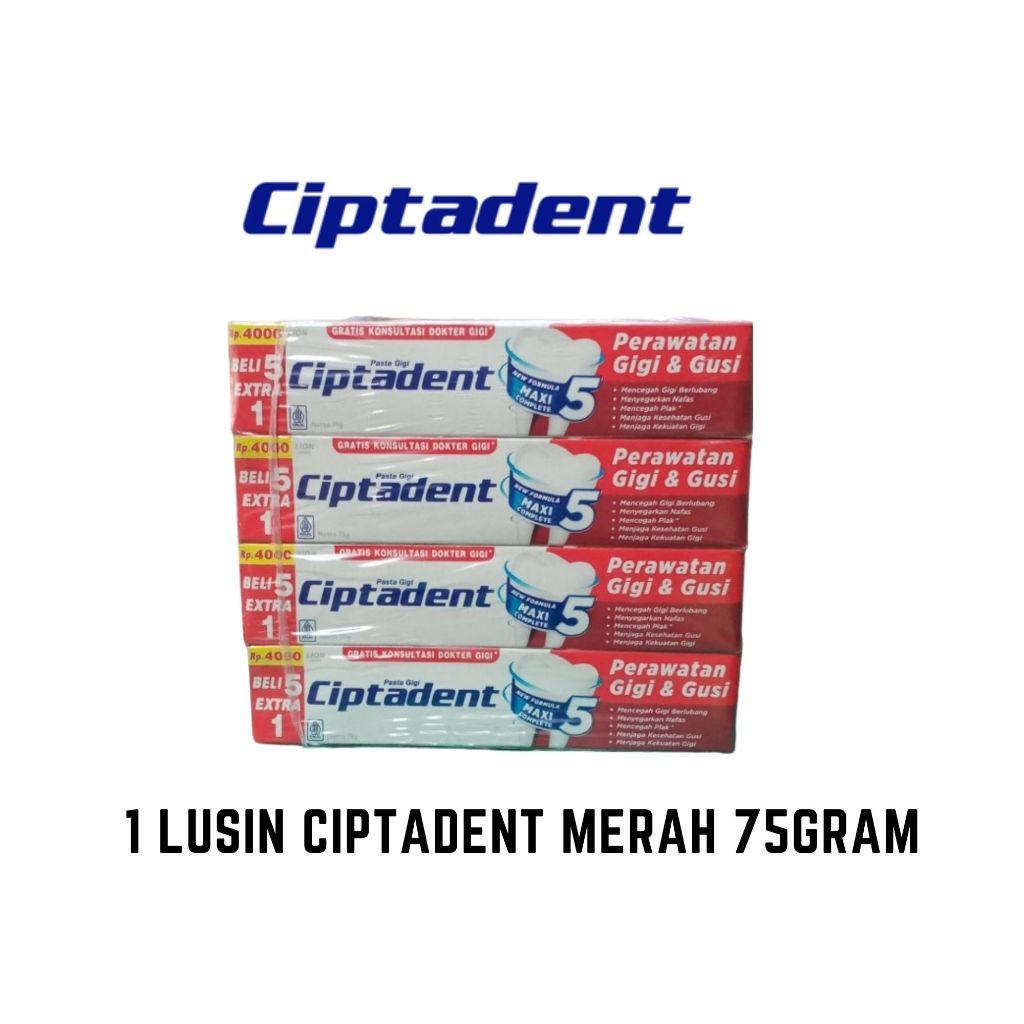 Jual 12 PCS / 1 LUSIN PASTA GIGI CIPTADENT MAXI MERAH UKURAN 75gR [NEW ...