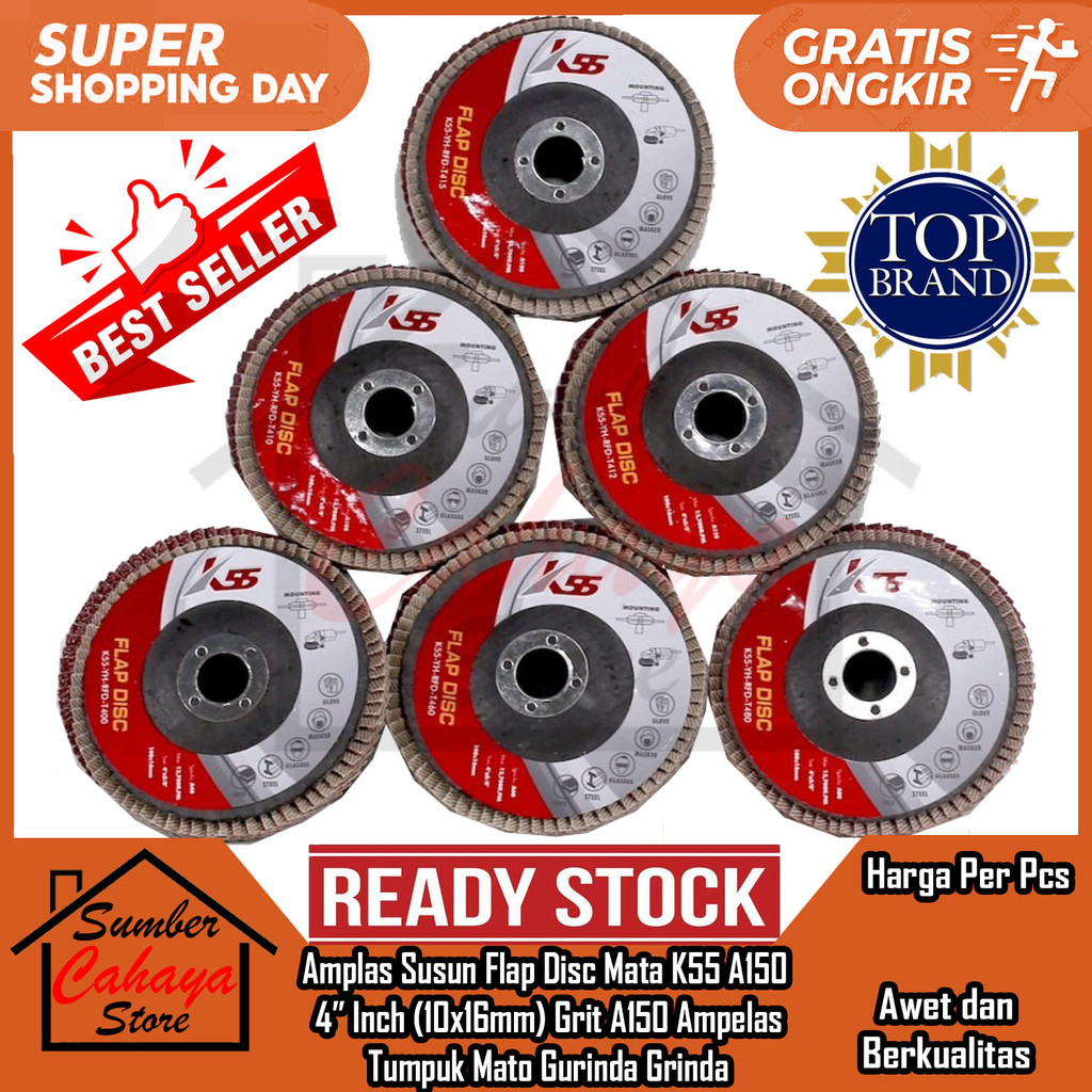 Jual K55 A150 Amplas Susun Flap Disc Mata Gerinda Gerenda Ukuran 4 ...