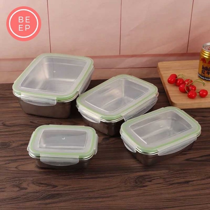 Jual Kotak makan stainless 304 Tupperware dengan tutupan pp5 foodgrade ...