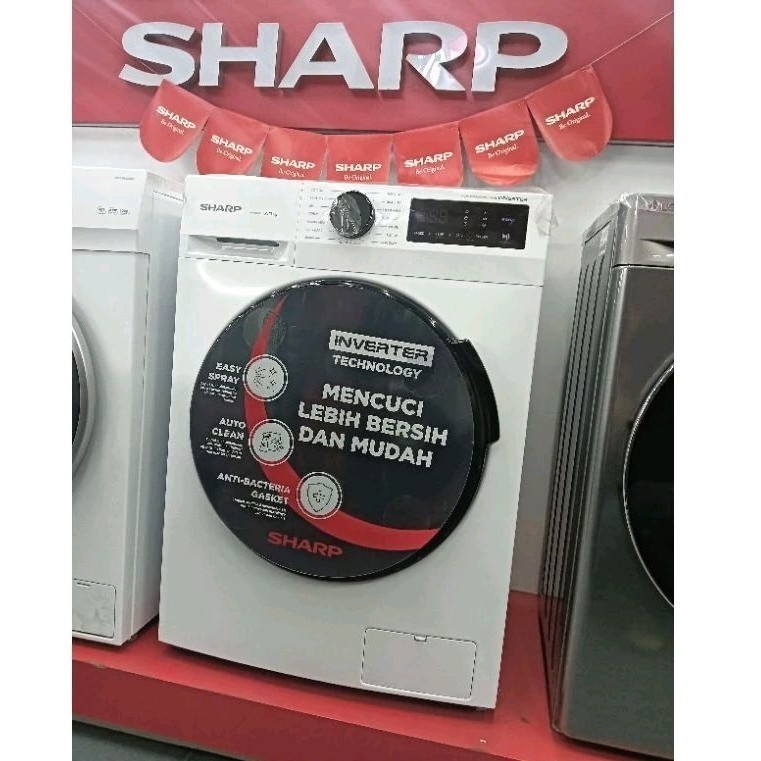 Jual Mesin cuci Sharp front loading 8 kg inverter ES-FL1480MWX | Shopee ...