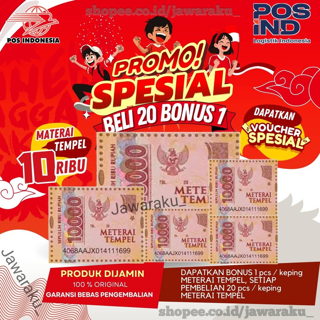 Jual Materai Meterai 10000 Pos Indonesia isi TERMURAH.!! ( Per 40 pcs ...