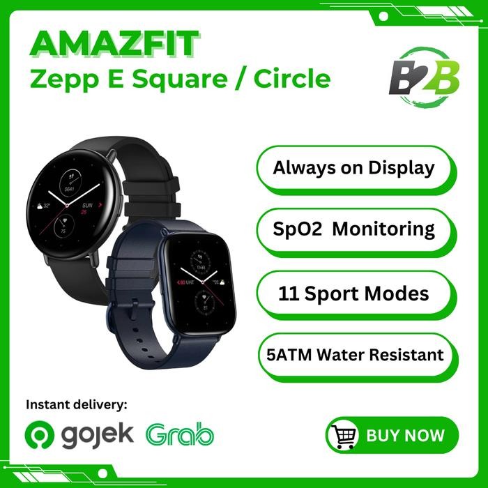 Jual Amazfit Zepp E Square / Circle Smart Watch AMOLED Display 11 Sport ...