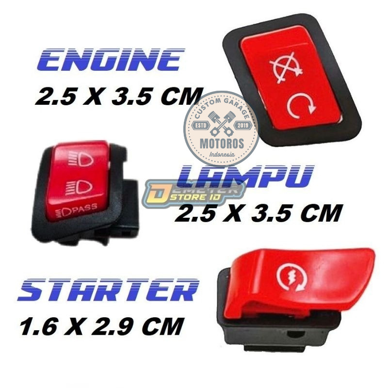Jual Saklar Tombol Starter Engine Dimmer Warna Merah Vietnam Lampu Beam ...