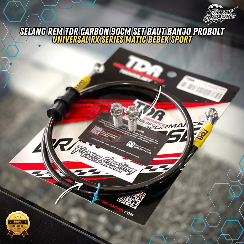 Jual PAKETAN SLANG SELANG REM KABEL REM TDR CARBON 90CM SET BAUT BANJO ...