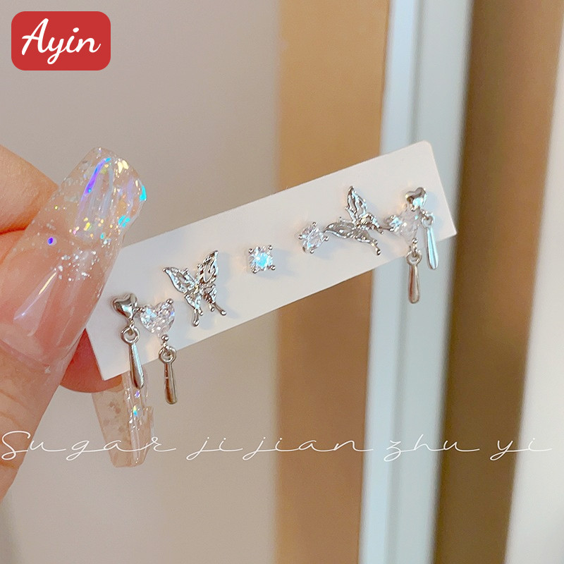 Jual Earrings Anting Set Tusuk Tindik Perak Silver 6 Pcs Aesthetic ...