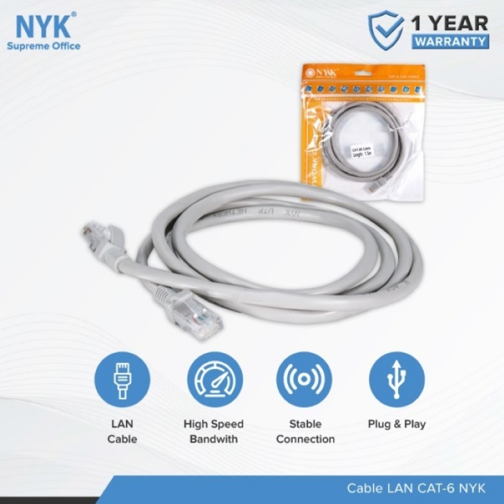 Jual NYK Supreme Office CAT.6E RJ45 UTP LAN Cable 1Gbps - 40 Meter ...