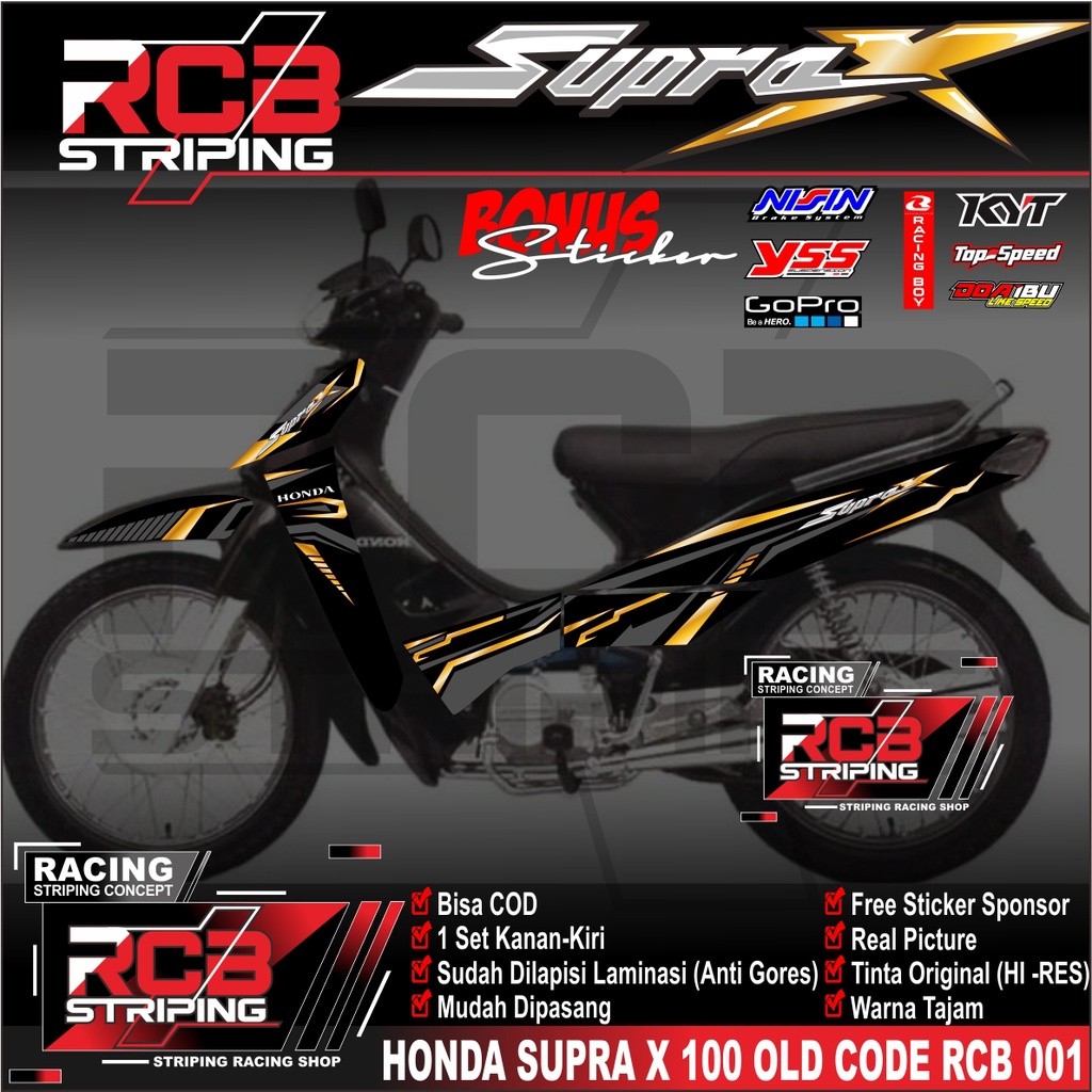 Jual Striping Supra X 100 Old- Sticker Striping Variasi List Honda ...