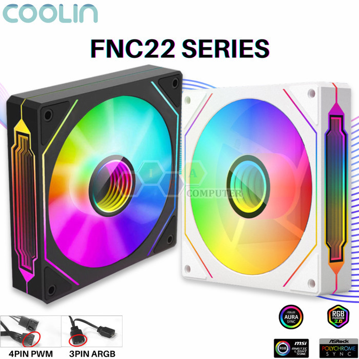 Jual Fan Case 12CM ARGB 3 Pin Reverse PWM 4 Pin White And Black Coolin ...