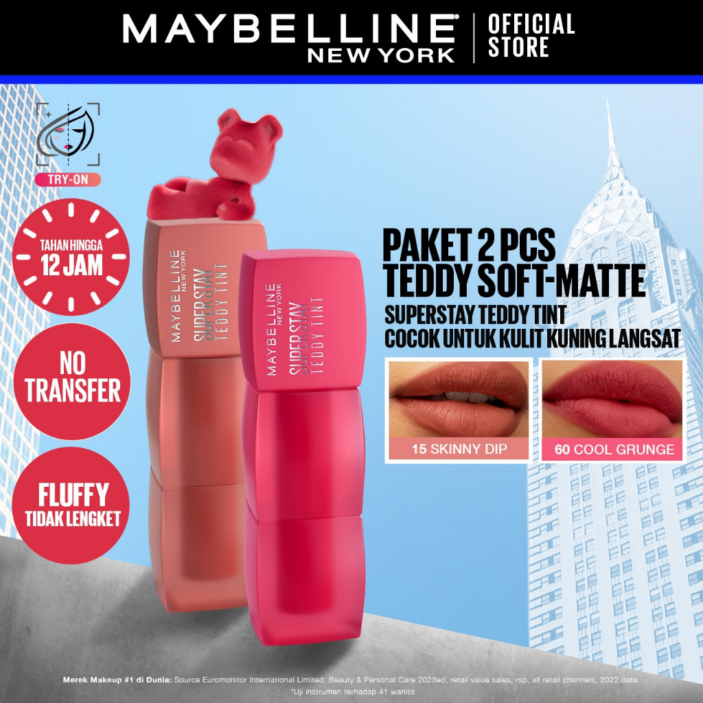 Jual MAYBELLINE OFFICIAL Superstay Teddy Tint 2 pcs 5 mL - Kulit Kuning ...