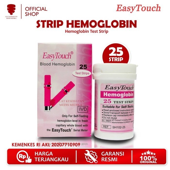 Jual Easytouch Strip Hemoglobin Test Hb Refill Isi 25 Easy Touch Medis ...