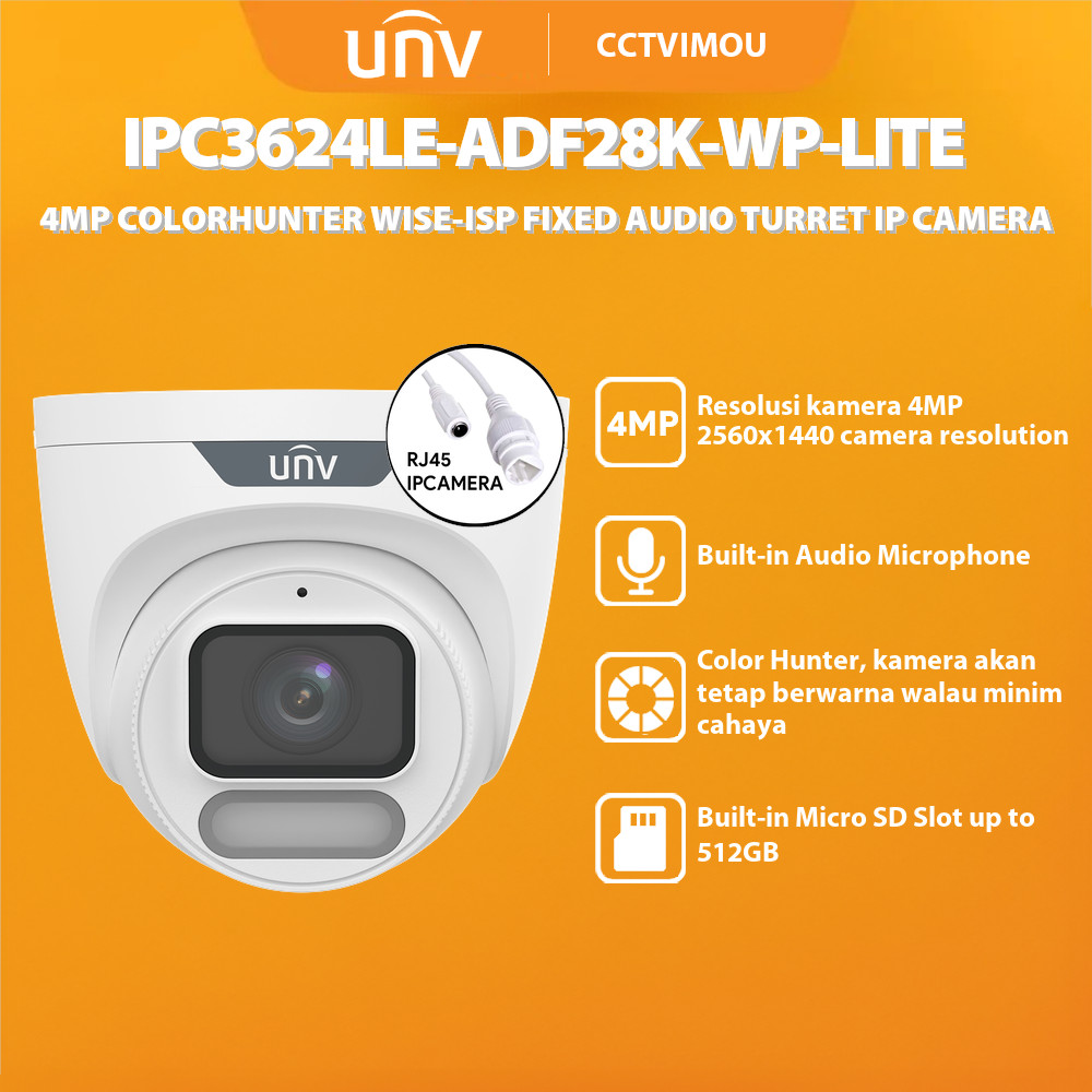 Jual UNV IPC3624LE-ADF28K-WP-LITE 4MP COLORHUNTER WISE-ISP FIXED AUDIO TURRET IP CAMERA | Shopee ...
