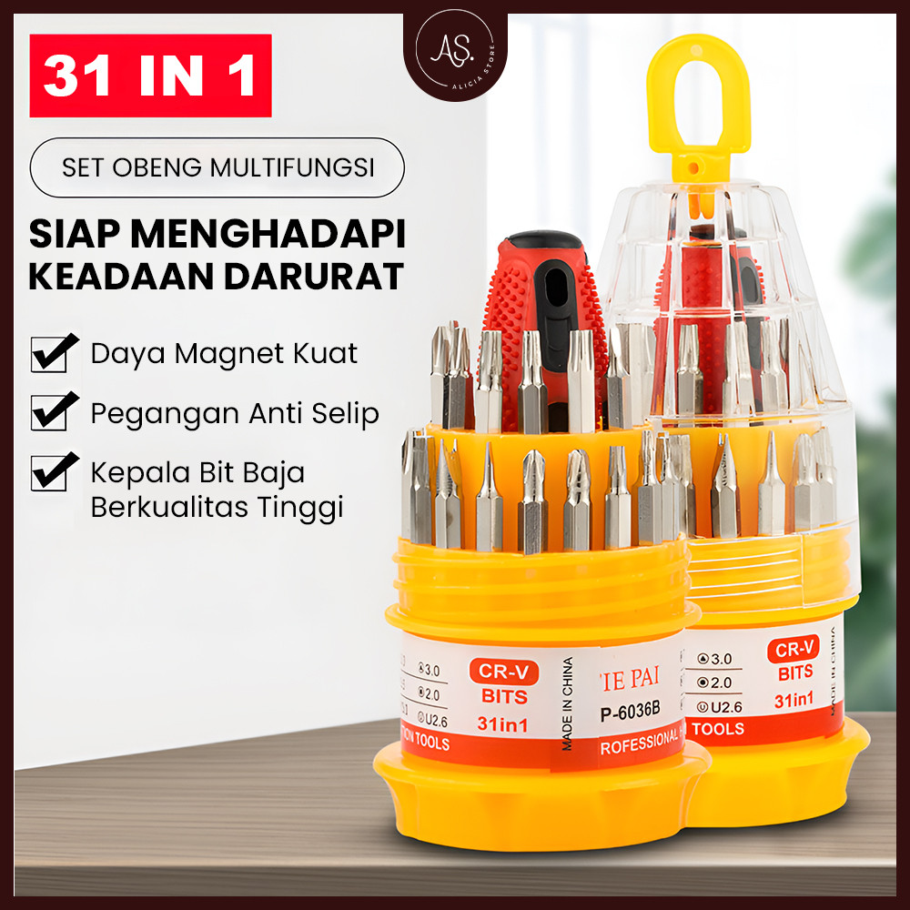 Jual AS Obeng Magnetic Set 31 In 1 Multifungsi | Shopee Indonesia