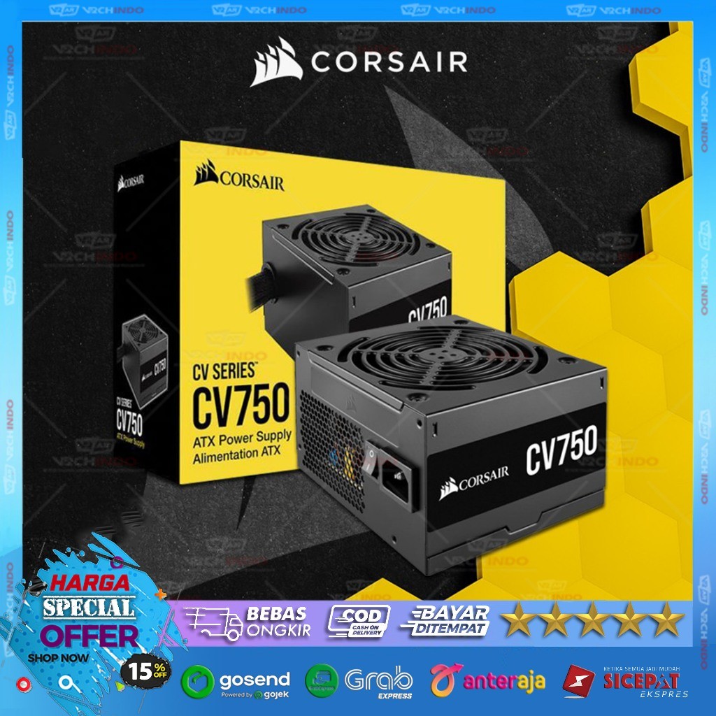 Jual PSU ATX CV-750 80+ Plus Bronze Corsair CV750 - Flat Cables Power Supply !! | Shopee Indonesia