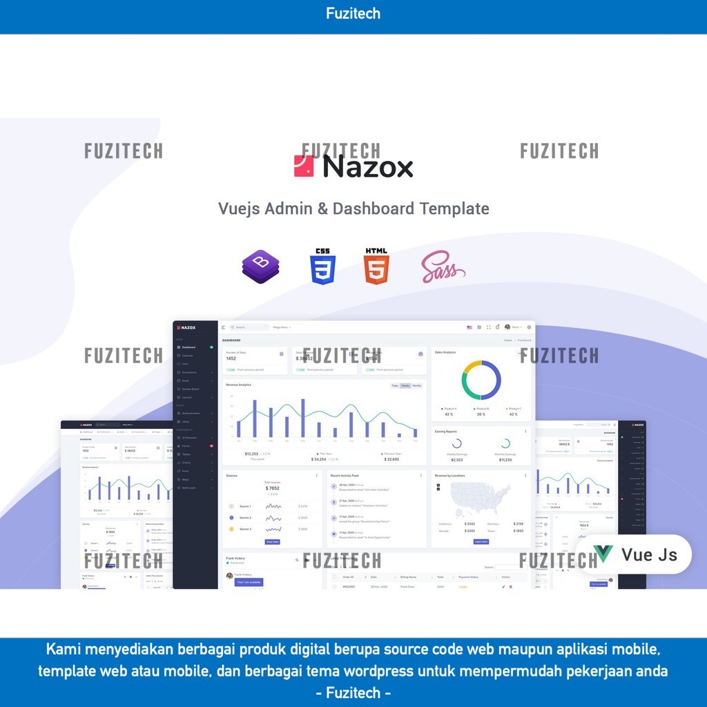 Jual WEB TEMPLATE NAZOX - VUE JS ADMIN & DASHBOARD TEMPLATE D2163 ...
