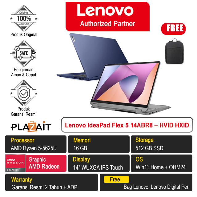 Jual Lenovo IdeaPad Flex 5 14ABR8 HVID HXID Ryzen 5-5625U 16GB 512GB ...