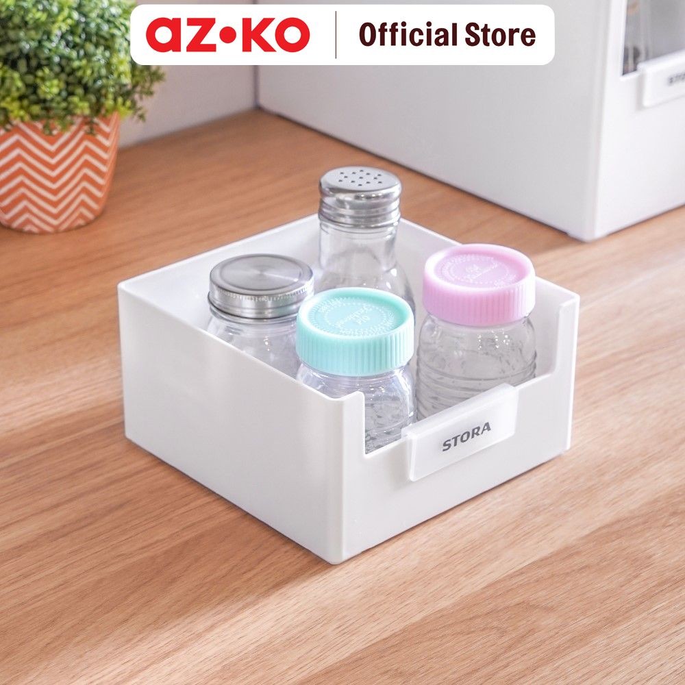 Jual AZKO Stora 14x14x7.5 cm Kotak Penyimpanan Serbaguna Short - Putih ...