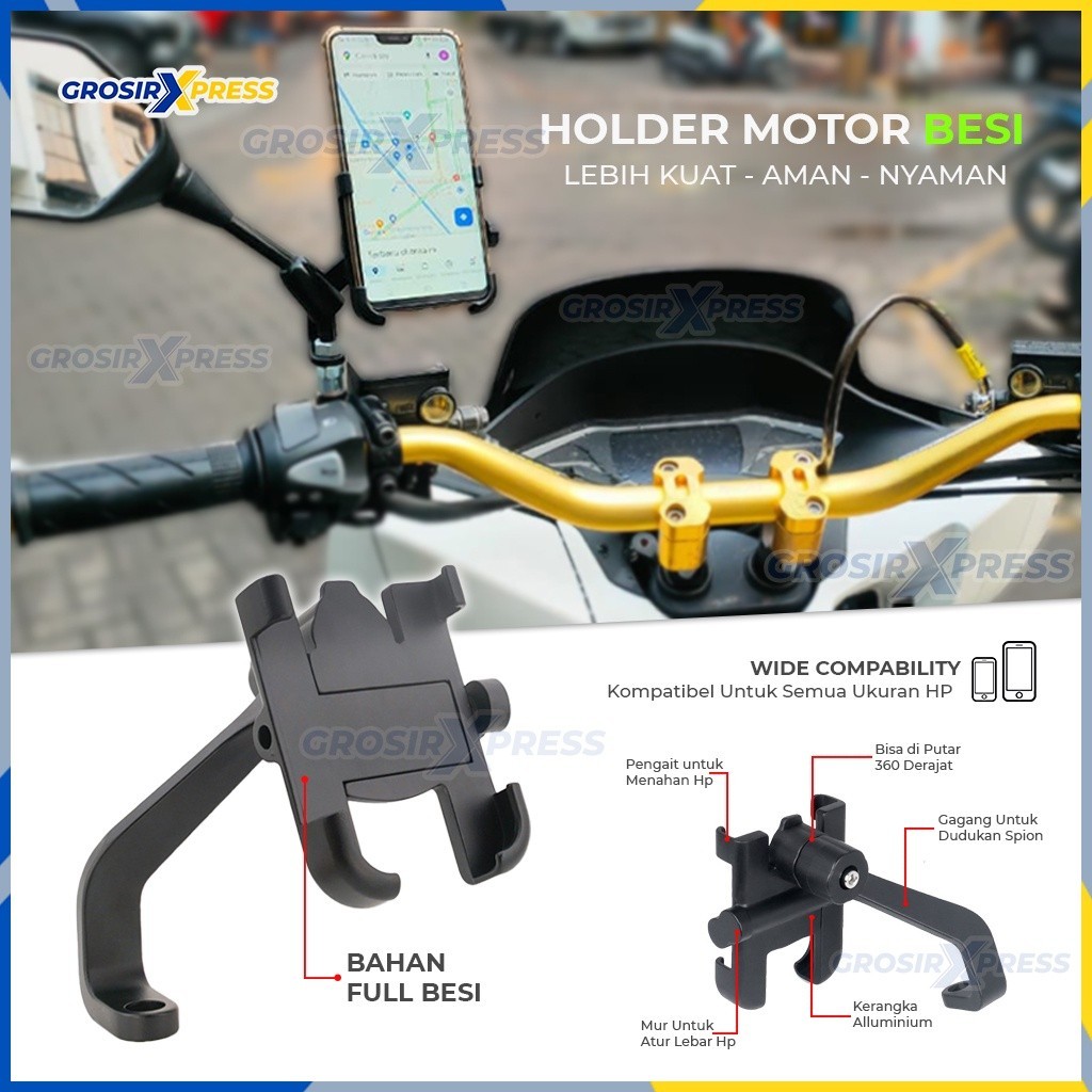 Jual Holder Motor BESI dudukan penahan handphone spion motor original ...