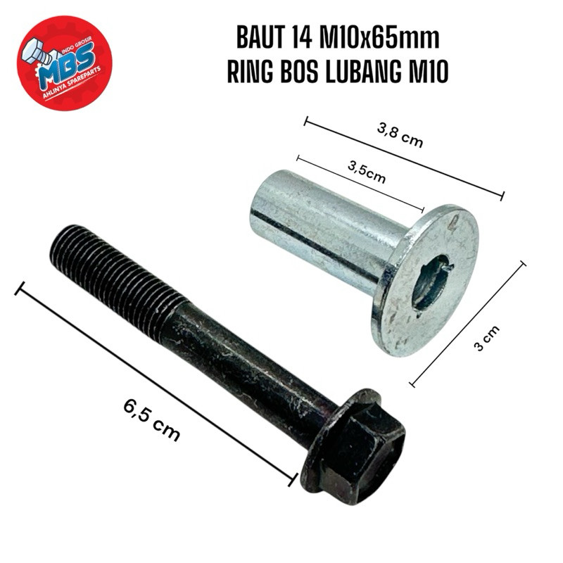 Jual BAUT 14 M10x65 RING BOS M10 PANJANG 3,5cm RING TOPI BOS DEDEKAN ...