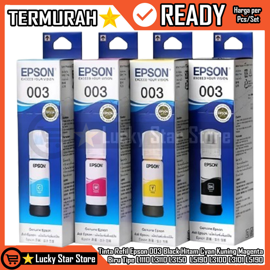 Jual Epson 003 Tinta Bk CMY Original Refil Ink C M Y K Tipe Printer ...