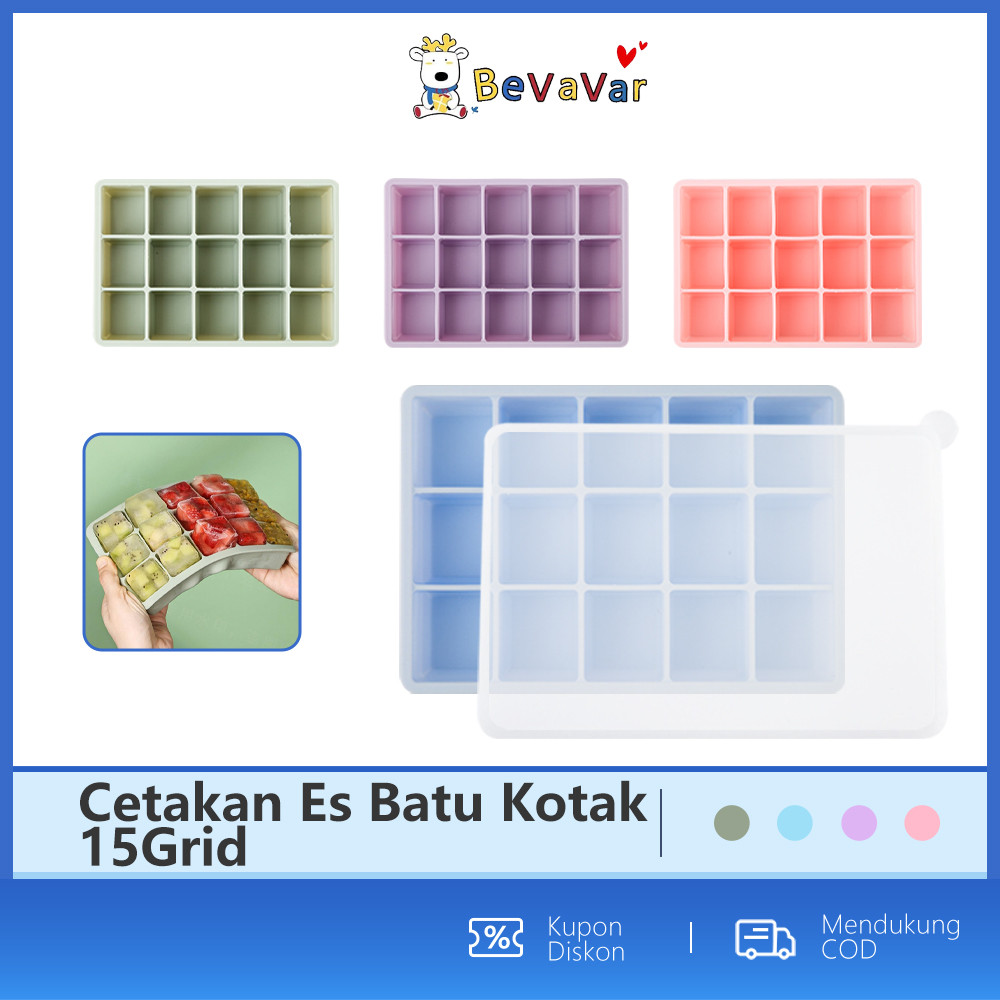 Jual BEVAVAR Cetakan Es Batu Kotak Silikon 15Grid Ice Cube Tray Cetakan ...