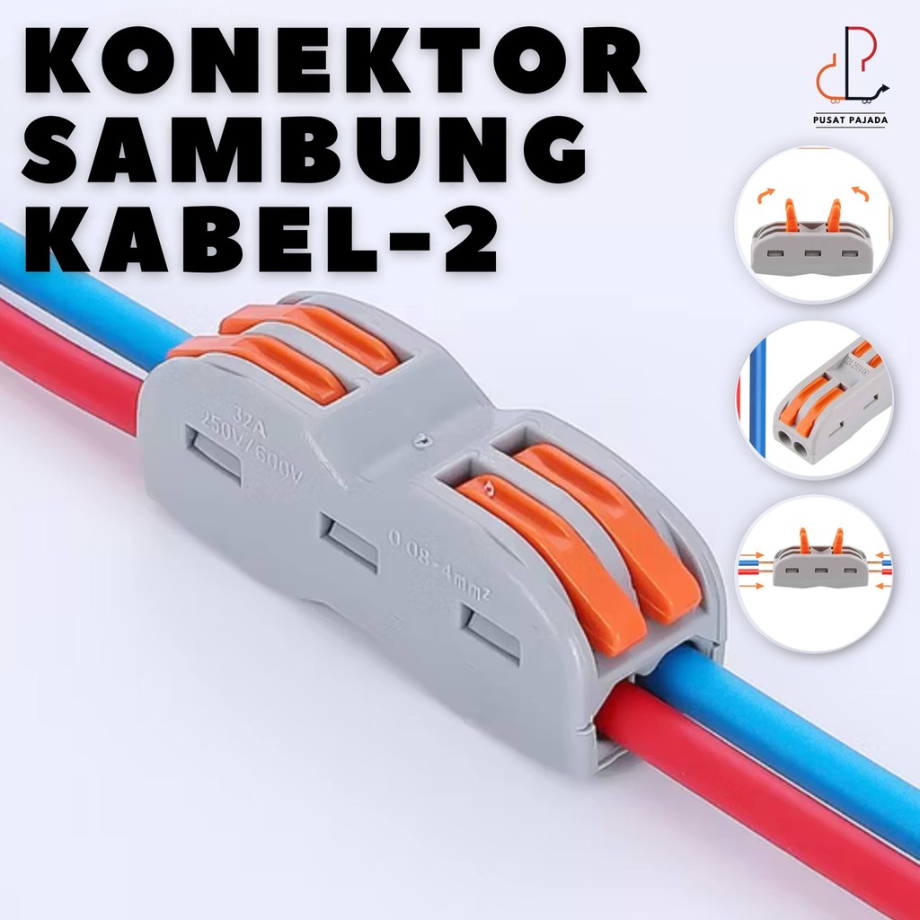 Jual Terminal Penyambung Kabel Listrik 2 Pin Wire Cable Connector PCT 222 Konekter Block 2 Slot ...