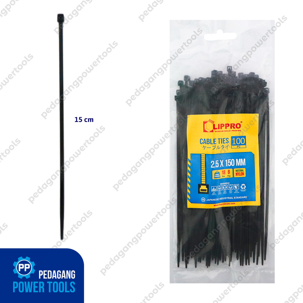 Jual LIPPRO Kabel Tis 2.5 x 150 mm Hitam Panjang 15 cm Nylon Cable Ties Tali Pengikat Strap ...