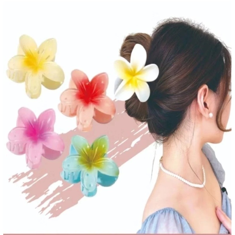 Jual Jepit Rambut Viral Jedai Bunga Kamboja Glossy 8 Cm Aksesoris Jepit ...