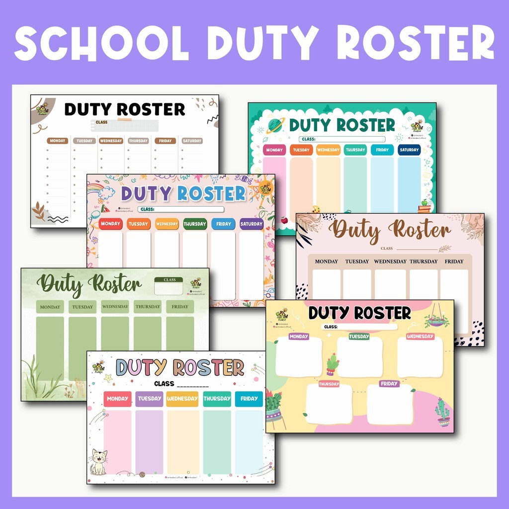 Jual Class Duty Roster Schedule Wipe Clean Board – Rewritable and ...