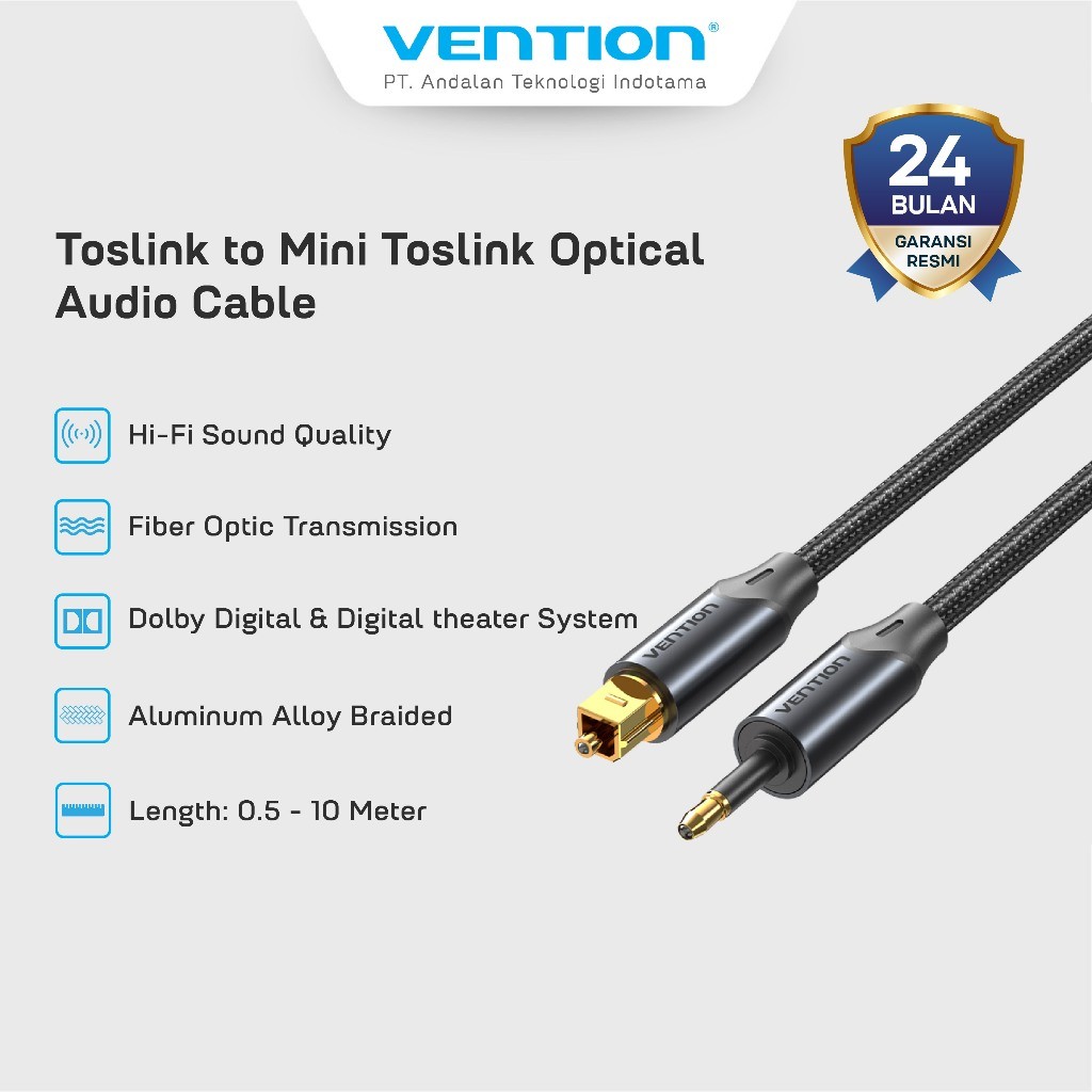 Jual Vention Kabel Toslink to MIni Toslink 3.5mm Optical Audio SPDIF ...
