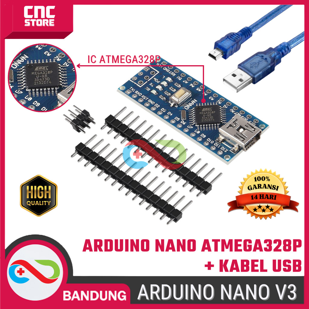 Jual Arduino Nano V3.0 ATmega328P CH340 CH340G 5V Board + Kabel USB – Pengembangan Proyek ...