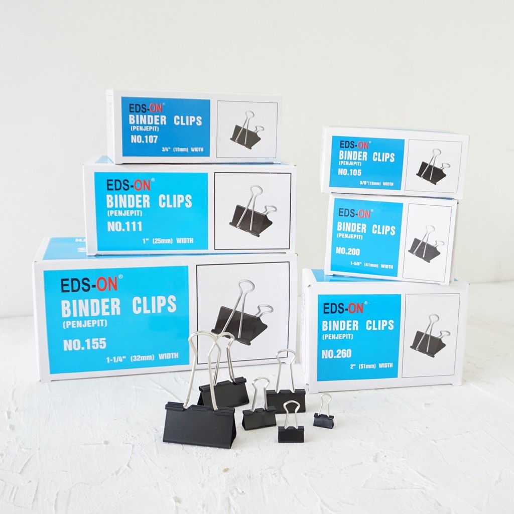 Jual BINDER CLIP HITAM / KLIP BESI HITAM / PENJEPIT KERTAS NO 105 107 ...