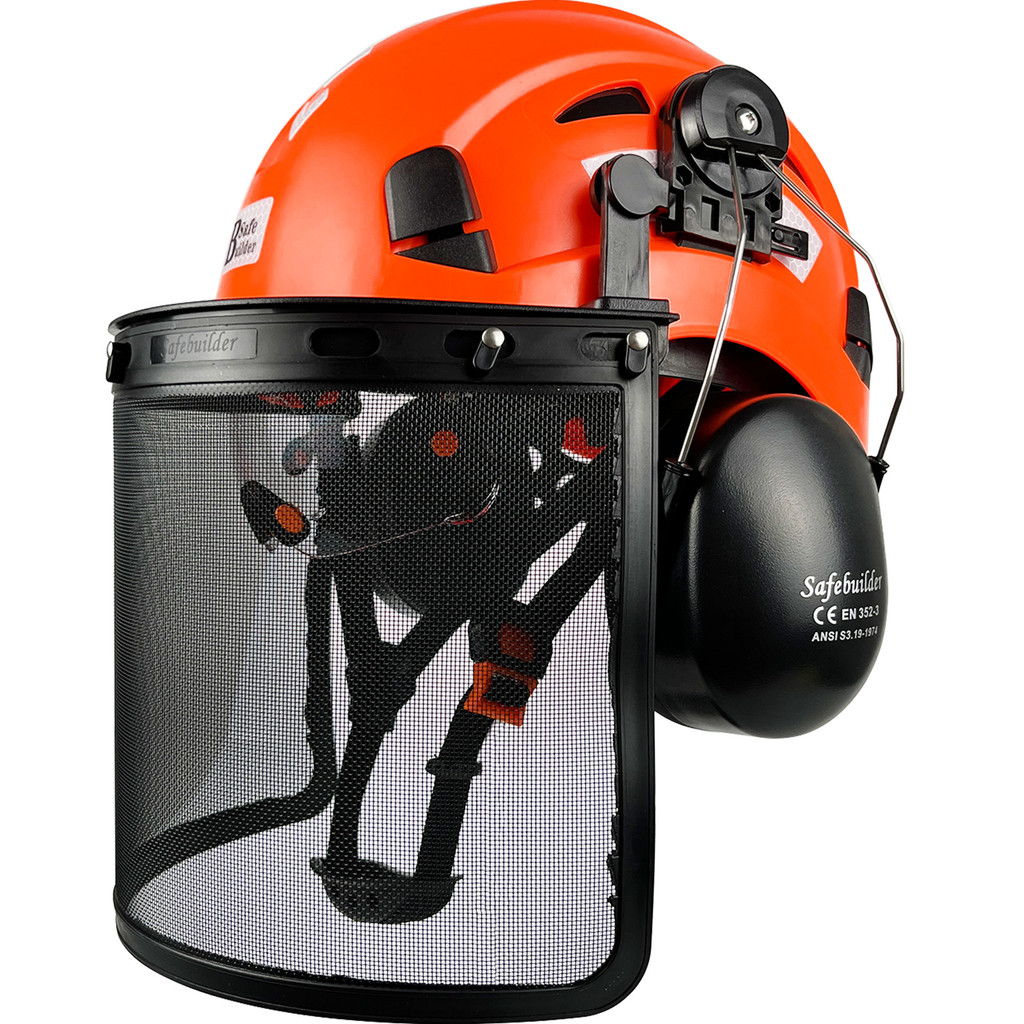 Jual New Forestry Safety Helmet With Visor Mesh Face Shield Chainsaw ...
