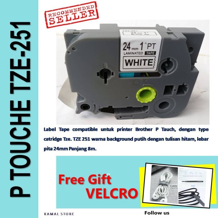 Jual Pita Label printer Brother P Touch TZE-251 Compatible P-Touch ...