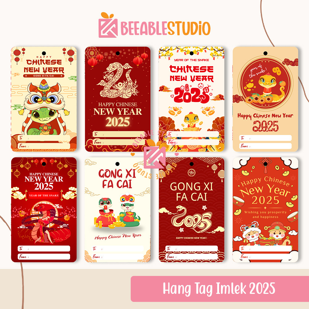 Jual [16pcs] Hang Tag Imlek 2025 Hangtag Kartu Ucapan Chinese New Year ...